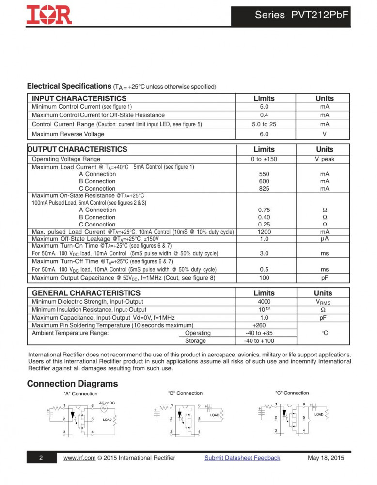 PVT212S-TPBF datasheet page 2
