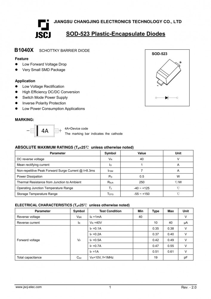 JSCJ B1040X datasheet page 1