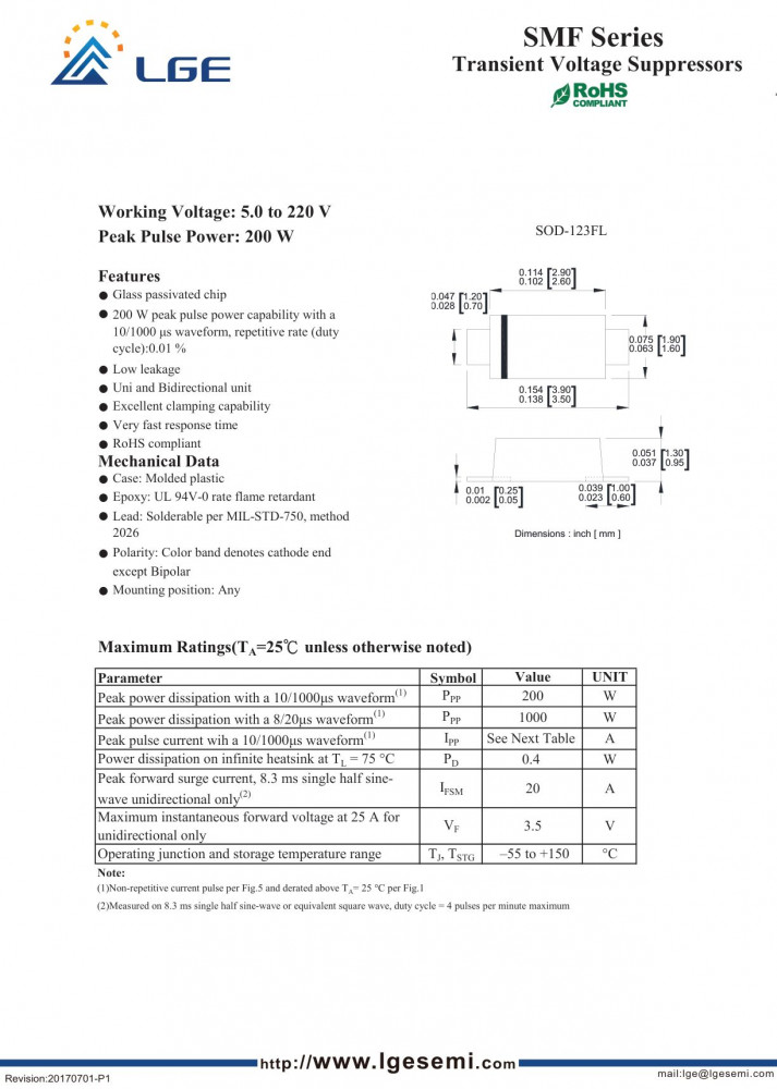 LGE SMF54A datasheet page 1