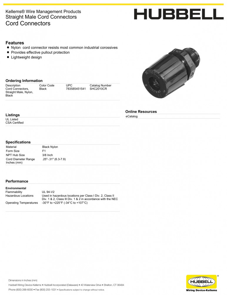 SHC2010CR product documentation image