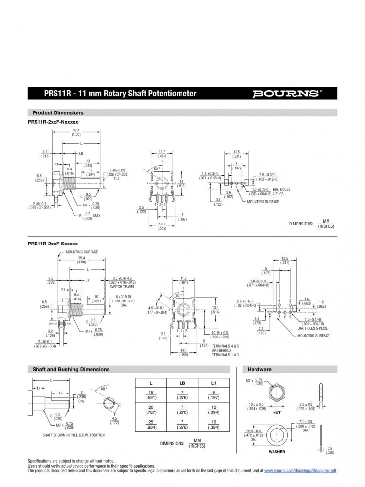 BOURNS PRS11R datasheet page 2