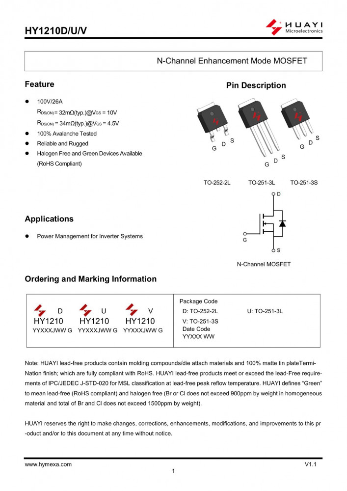 HY1210D datasheet page 1