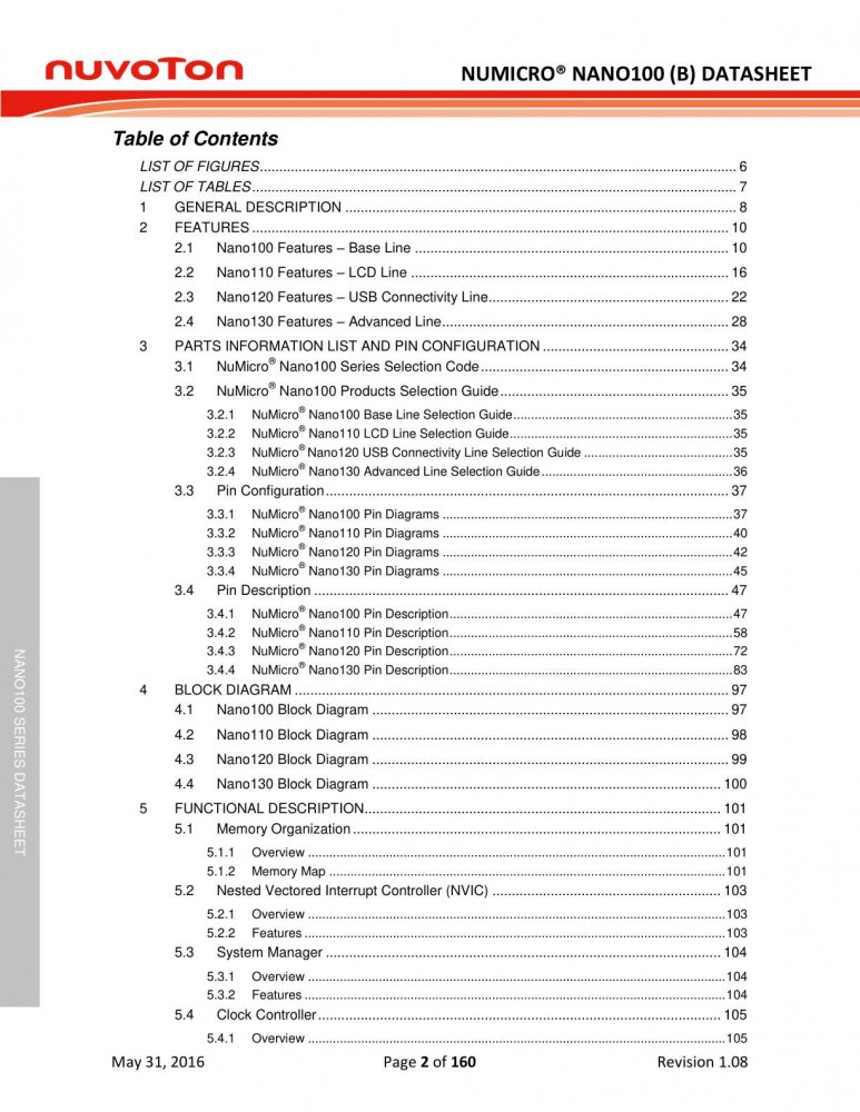 Nano100 Series datasheet page 2