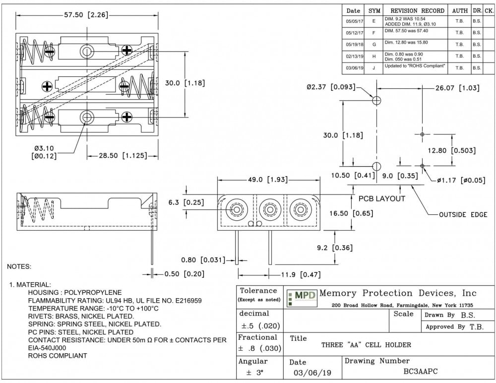 MPD BC3AAPC technical drawing page