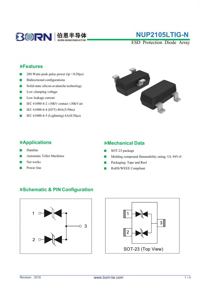 NUP2105LT1G-N datasheet page 1