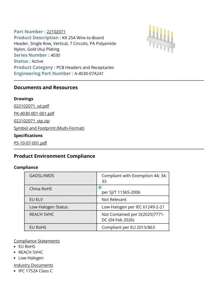 MOLEX 22102071 technical document image 1