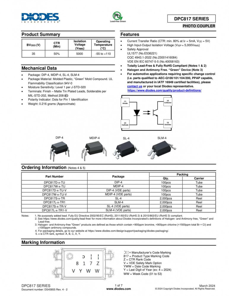 DPC817S-B-TR datasheet page 1