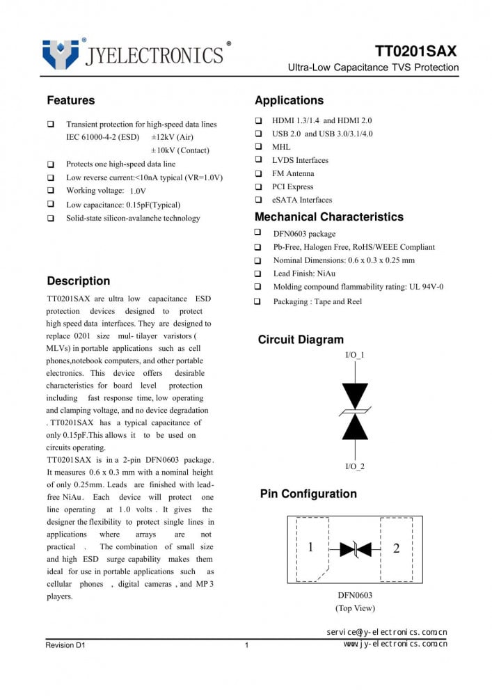 TT0201SAX technical document page 1