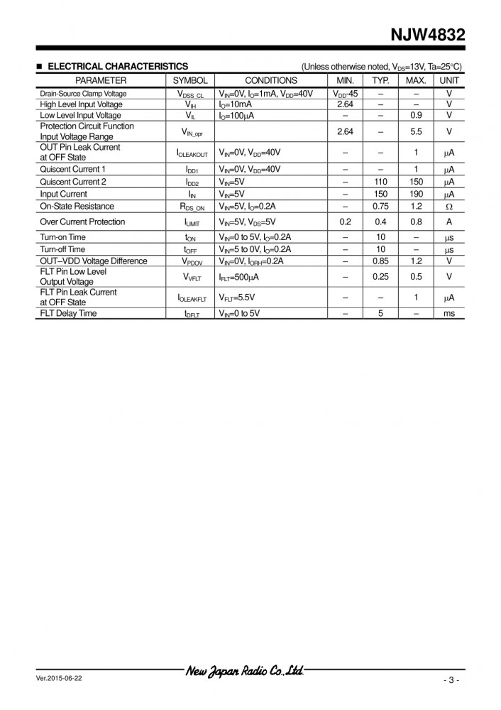 NJW4832 datasheet preview, page 3