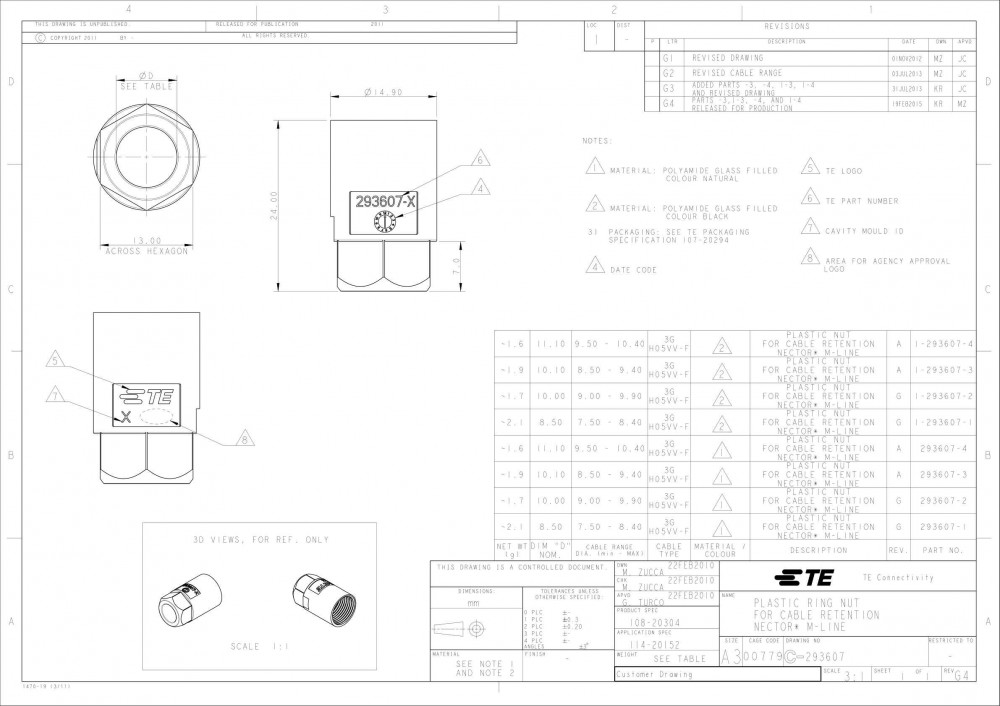 TE Connectivity 293607-1 technical drawing preview