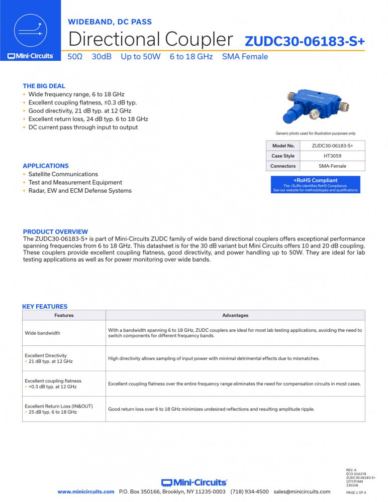 ZUDC30-06183-S+ datasheet page 1