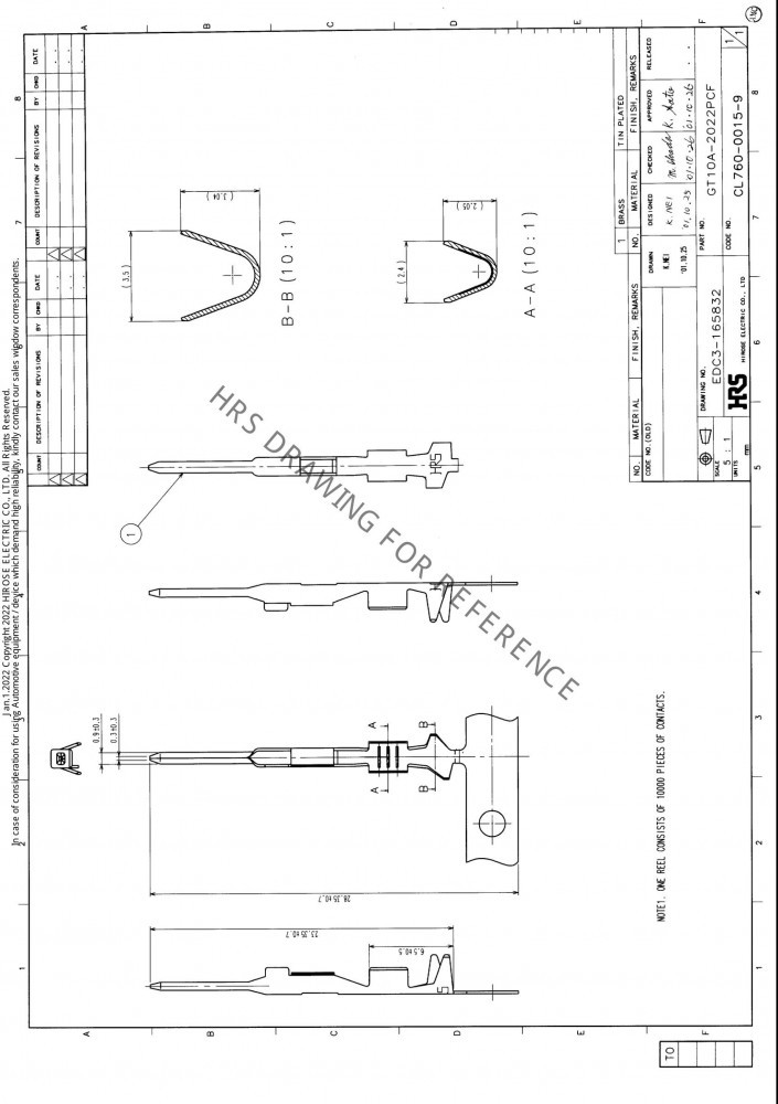 HRS GT10A-2022PCF technical document preview