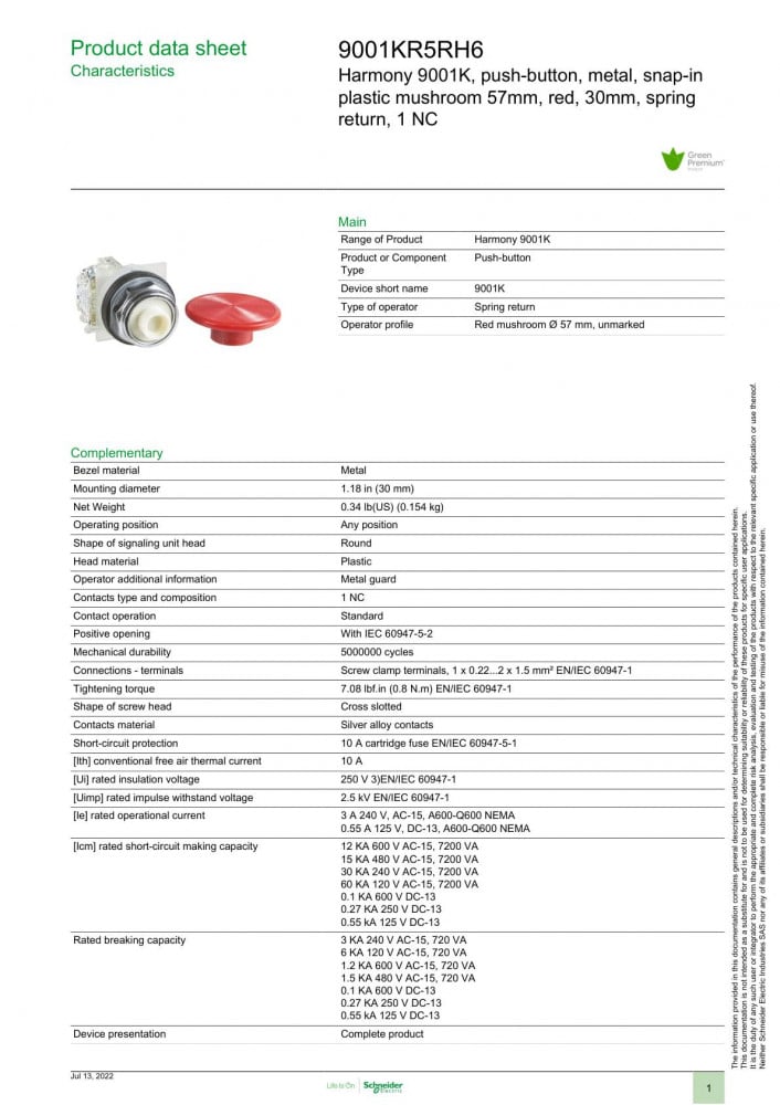 9001KR5RH6 technical document page 1