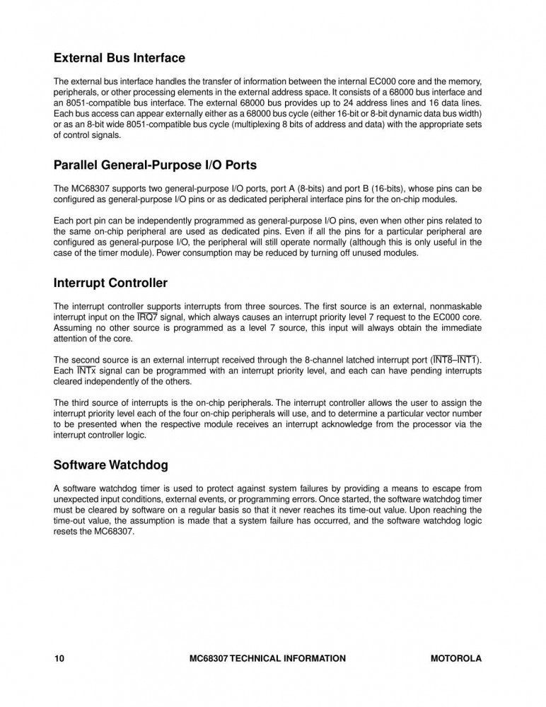 XC68307 technical document page 10
