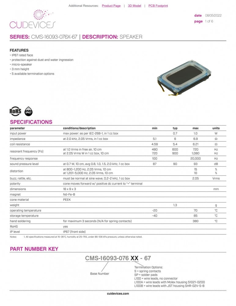 CMS-16093-076L100A-67 datasheet page 1