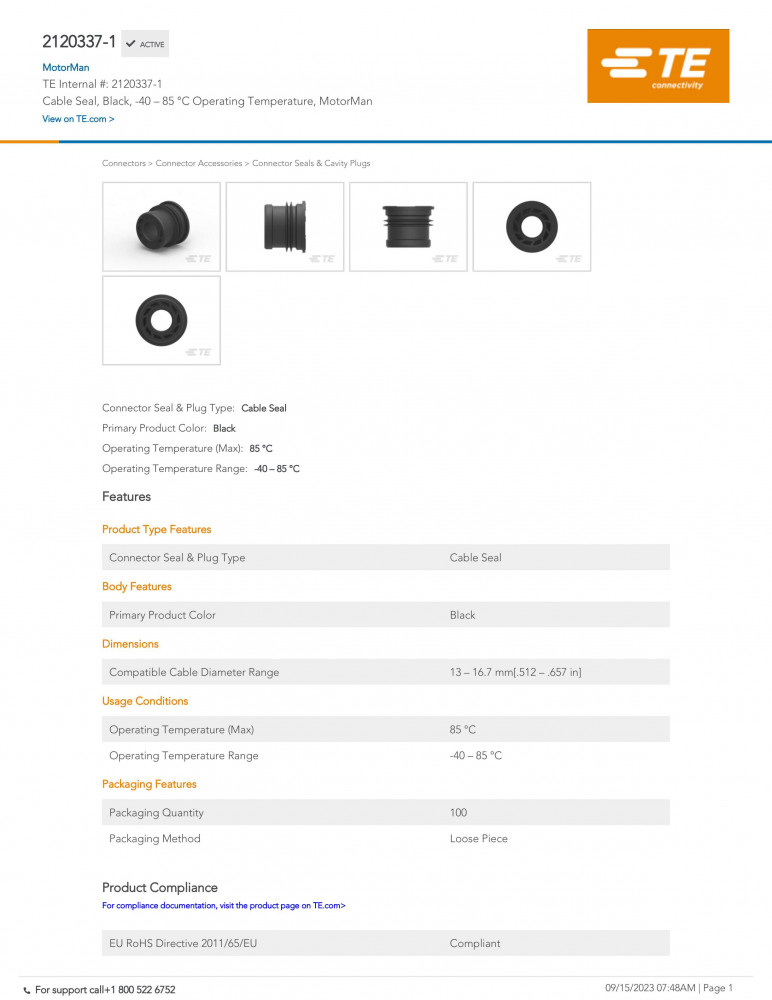 TE Connectivity 2120337-1 document page 1