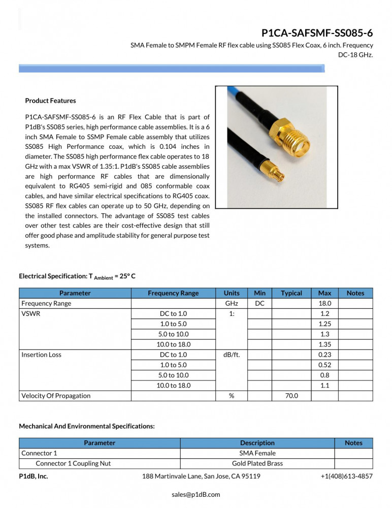 P1CA-SAFSMF-SS085-6 technical document page 1