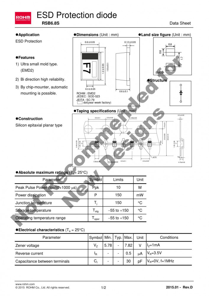 ROHM RSB6.8STE61 technical document page 1