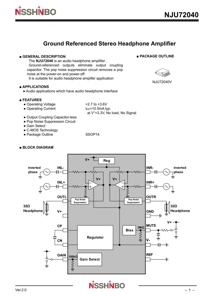 NJU72040 technical document page 1