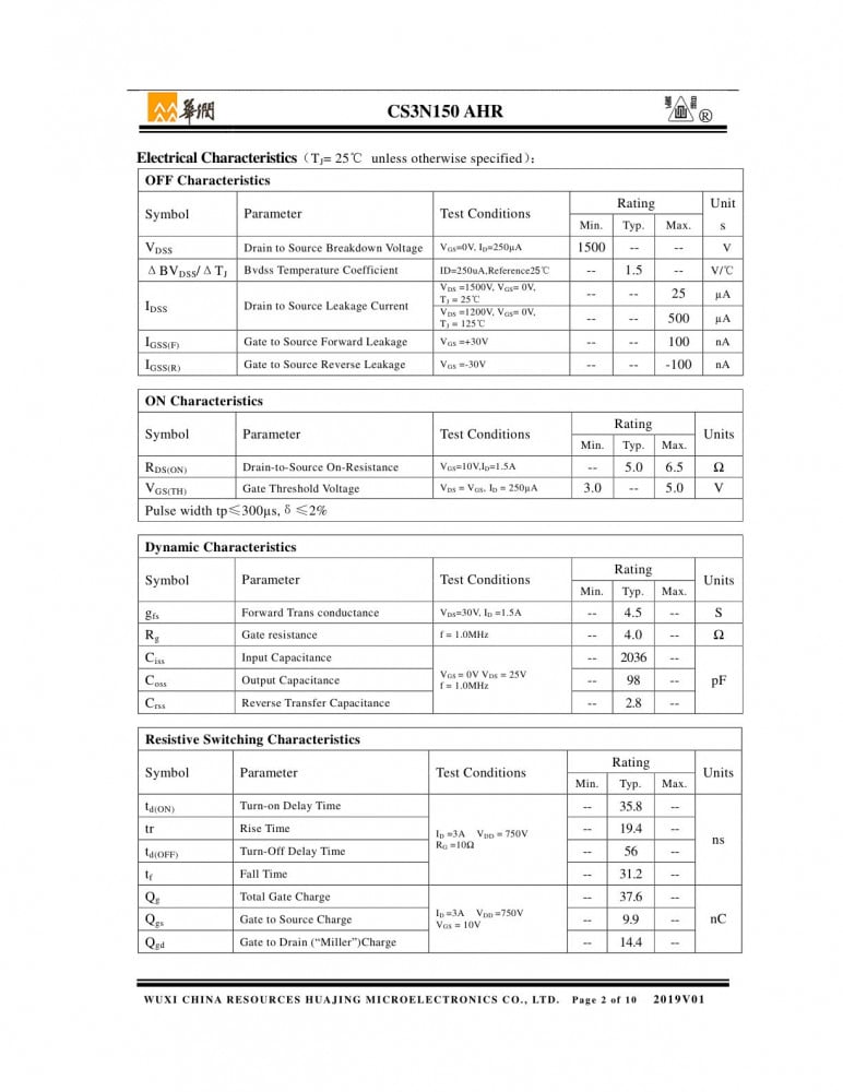 CS3N150AHR datasheet page 2