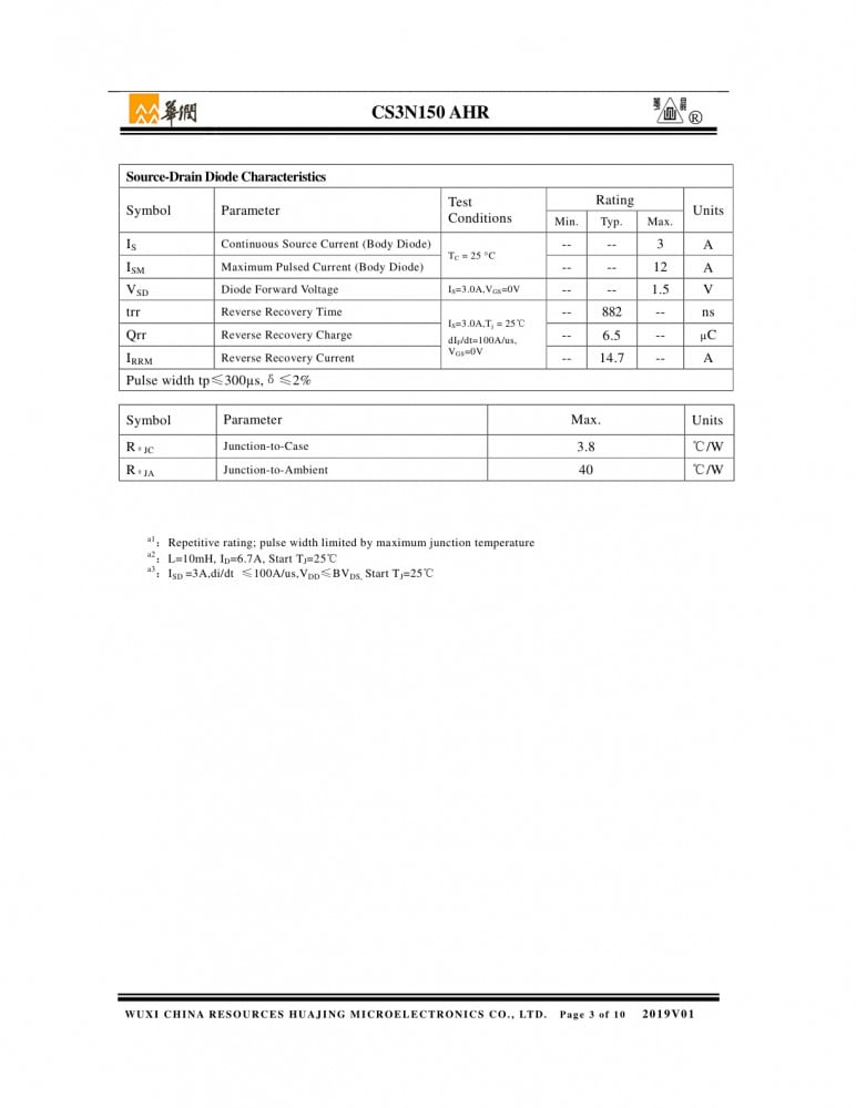 CS3N150AHR datasheet page 3