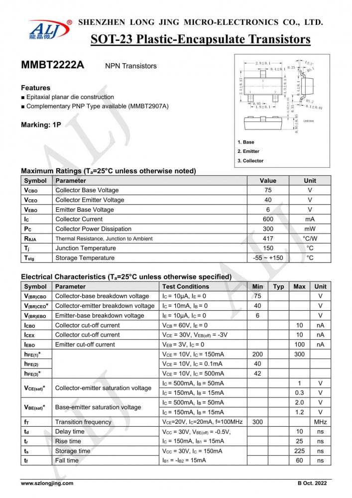ALJ MMBT2222A datasheet page 1