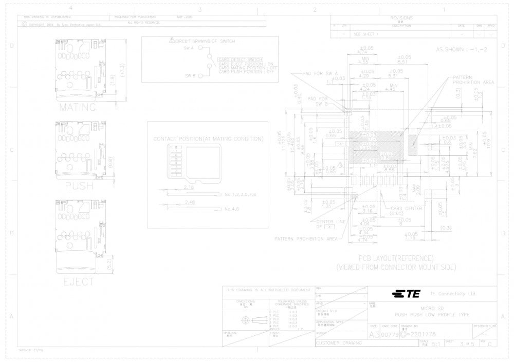 TE Connectivity 2201778-1 drawing sheet 3