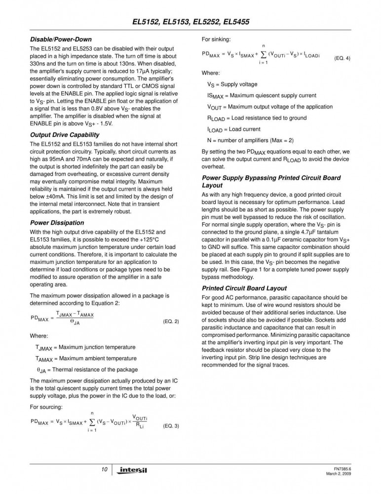 EL5455ISZ technical document page 10