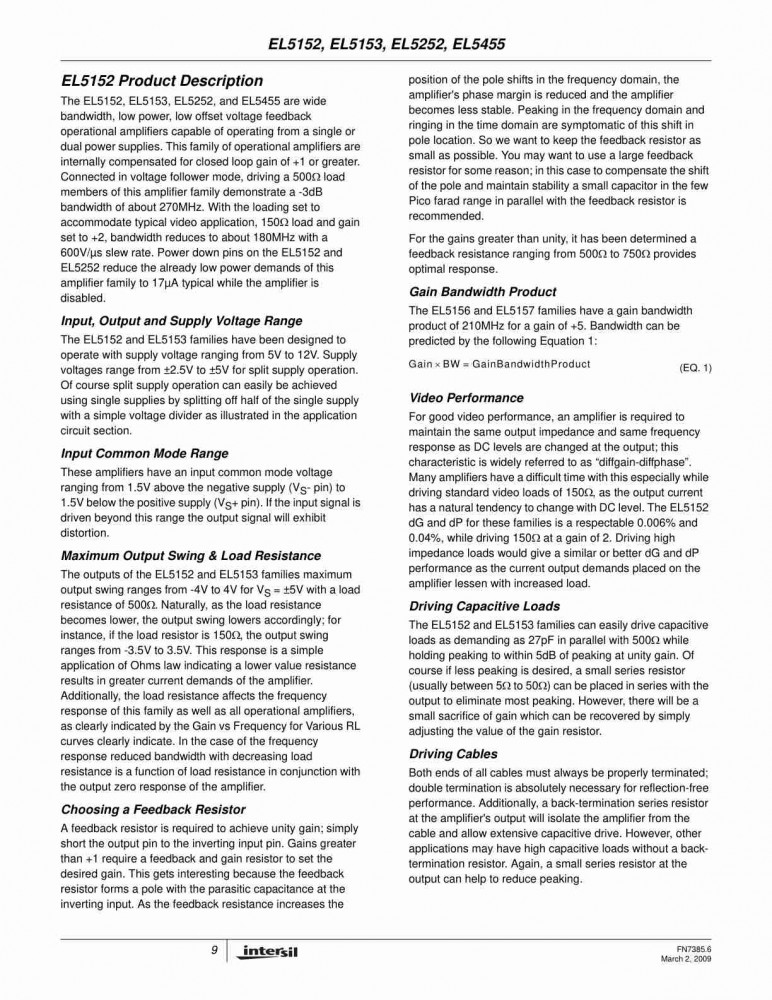 EL5455ISZ technical document page 9