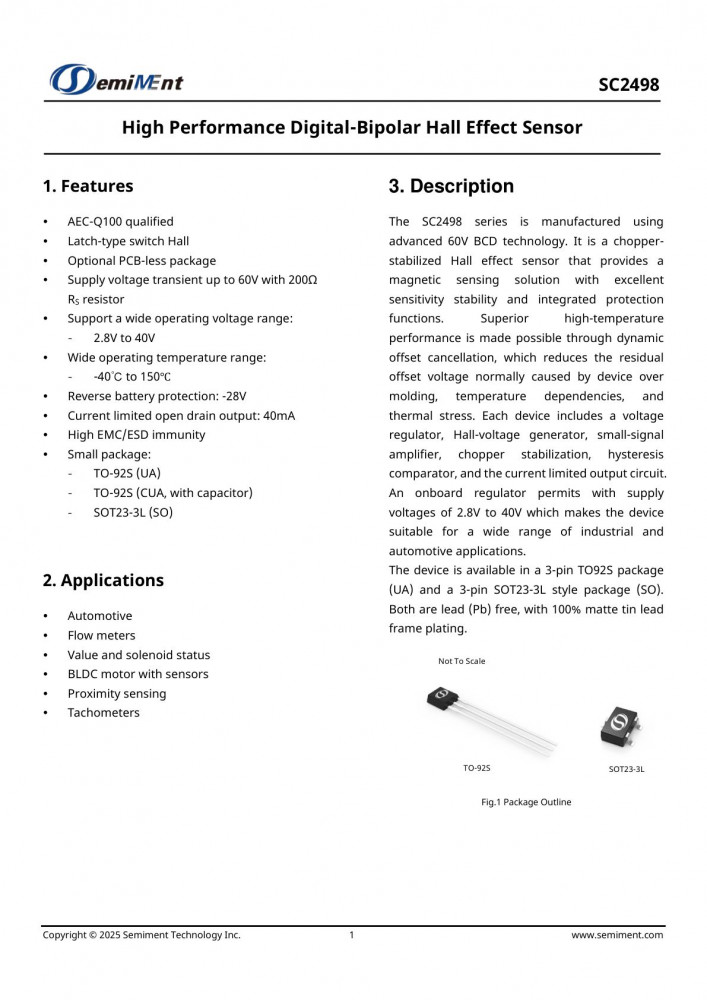 SC2498 datasheet page 1