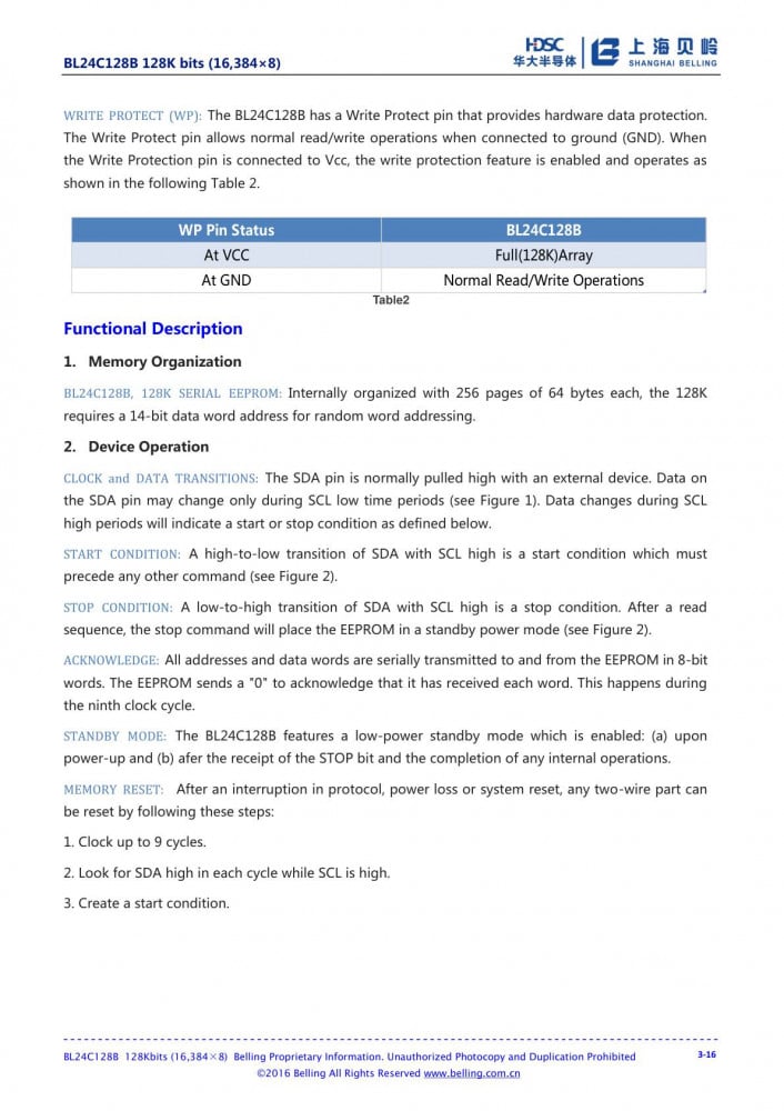 BL24C128B datasheet page 3