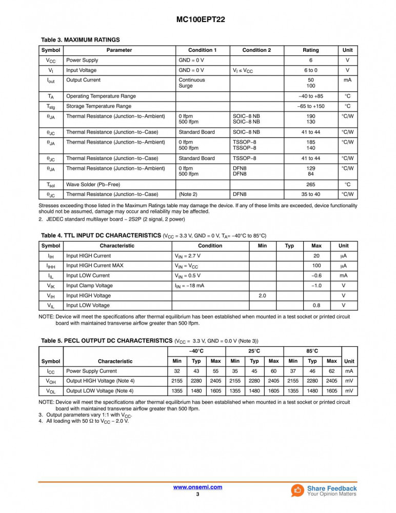 MC100EPT22 technical document page 3