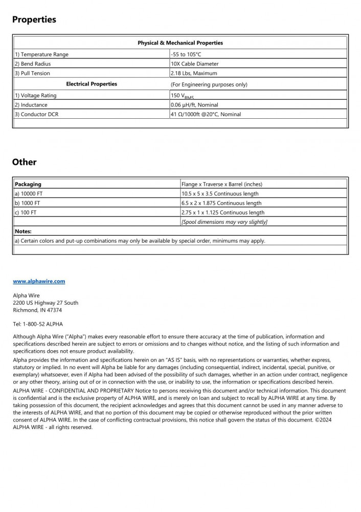 Alpha Wire 7053 specification page 2