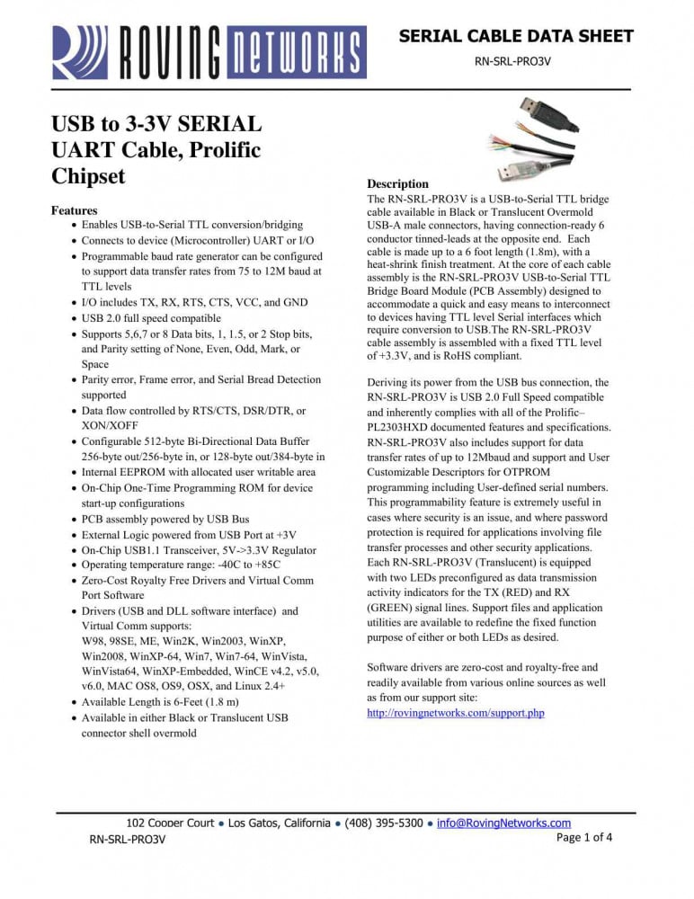 RN-SRL-PRO3V-CLR technical document page 1