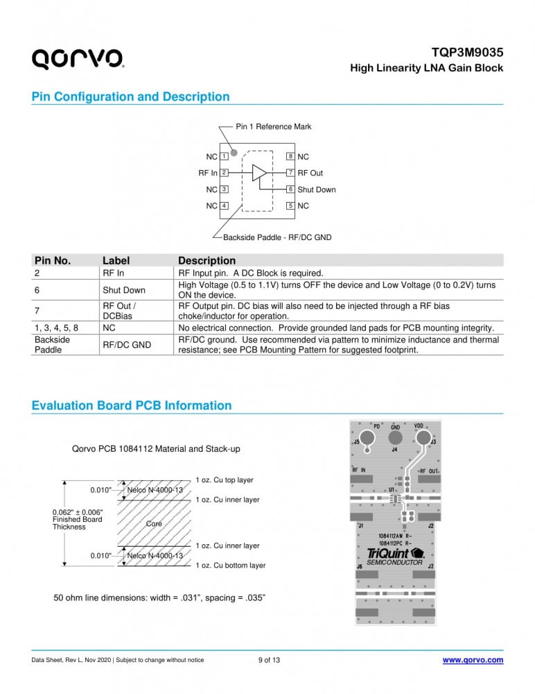 TQP3M9035 technical document page 9