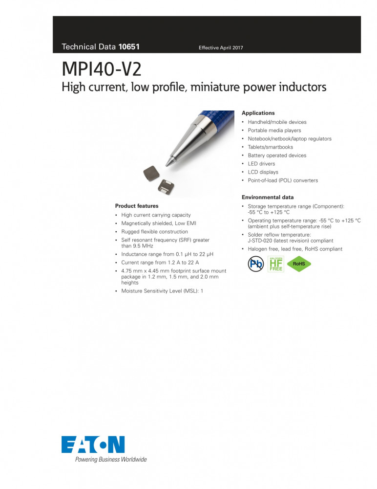 EATON MPI40-V2 datasheet page 1