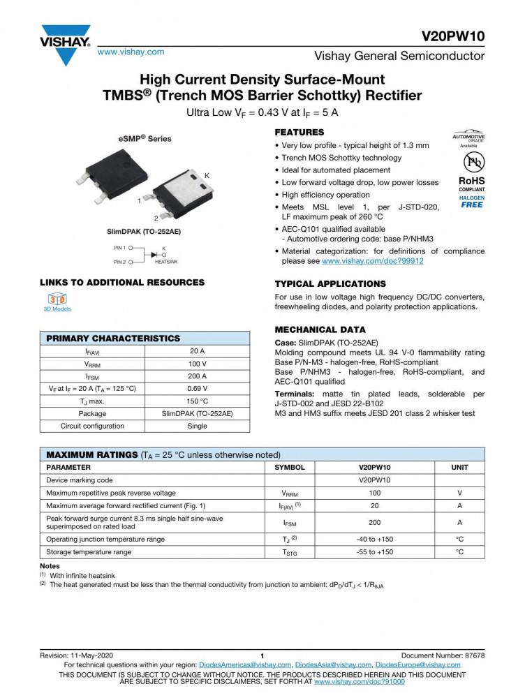 V20PW10 technical document page 1
