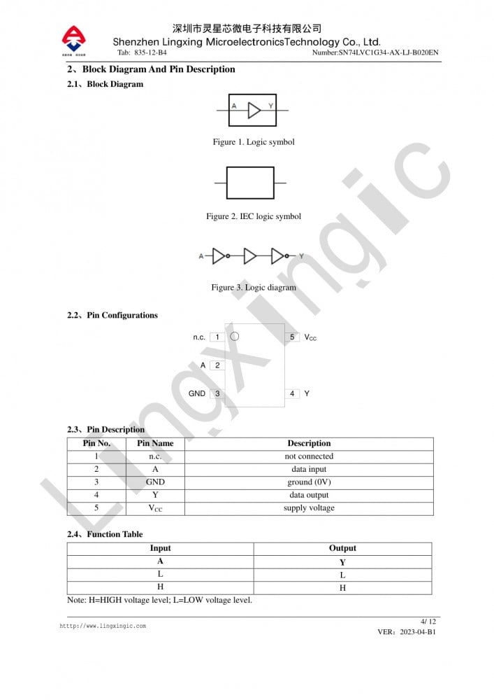 SN74LVC1G34DC(LX) datasheet page 4