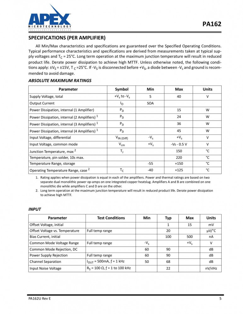 PA162 datasheet page 5