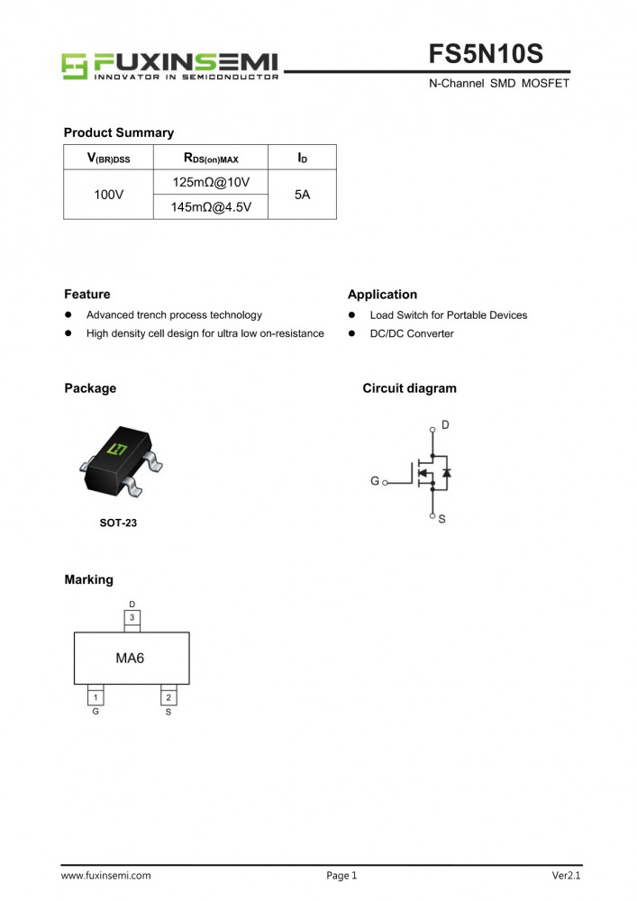 FS5N10S datasheet page 1