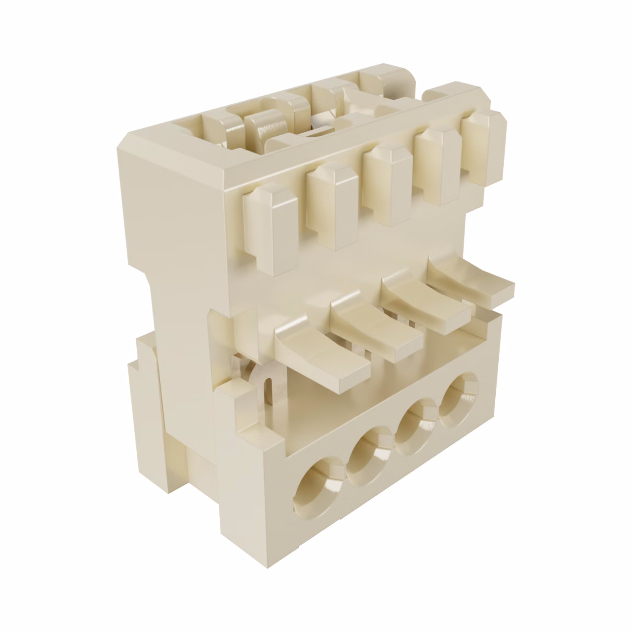 Appli-Mate RAST 2.5 Connector, 2.50mm Pitch, Female, 4 Circuits, No Position Keys Removed, Polarizing Rib Between 2/3, 1 Closed and 1 Open Endwall, Tin Plating
