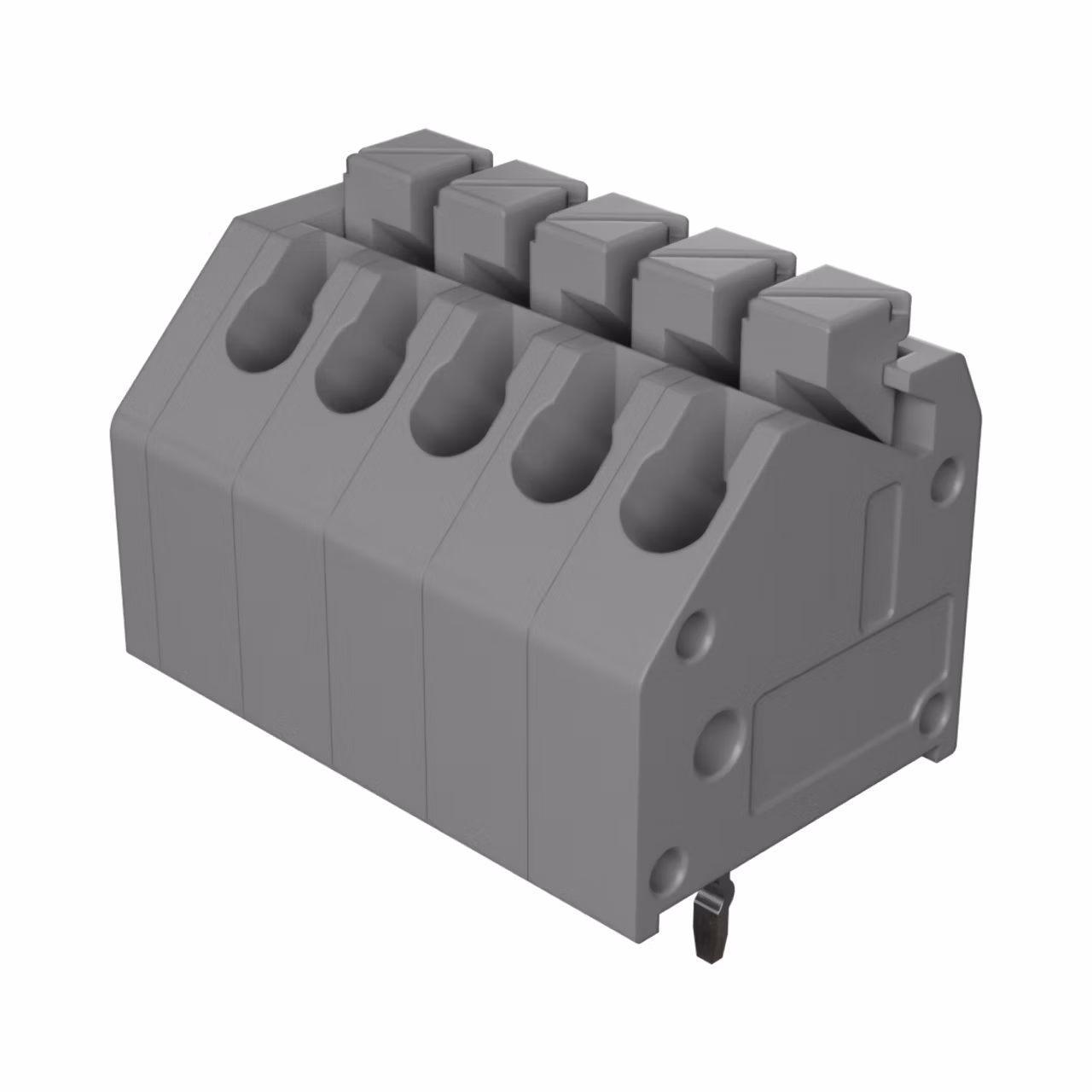 3.50mm Pitch, Eurostyle Fixed-Mount Push-Button Terminal Block, 45° Modular, 5A, 20-16 AWG, Light Gray, 5 Circuits for sale