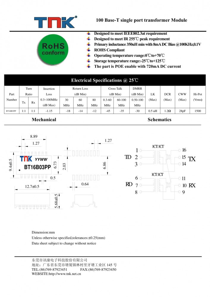 TNK BT16B03PP datasheet page