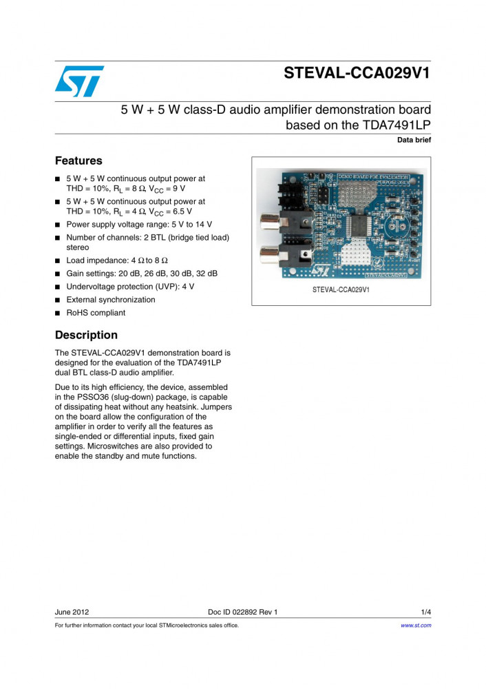 STEVAL-CCA029V1 technical document page 1