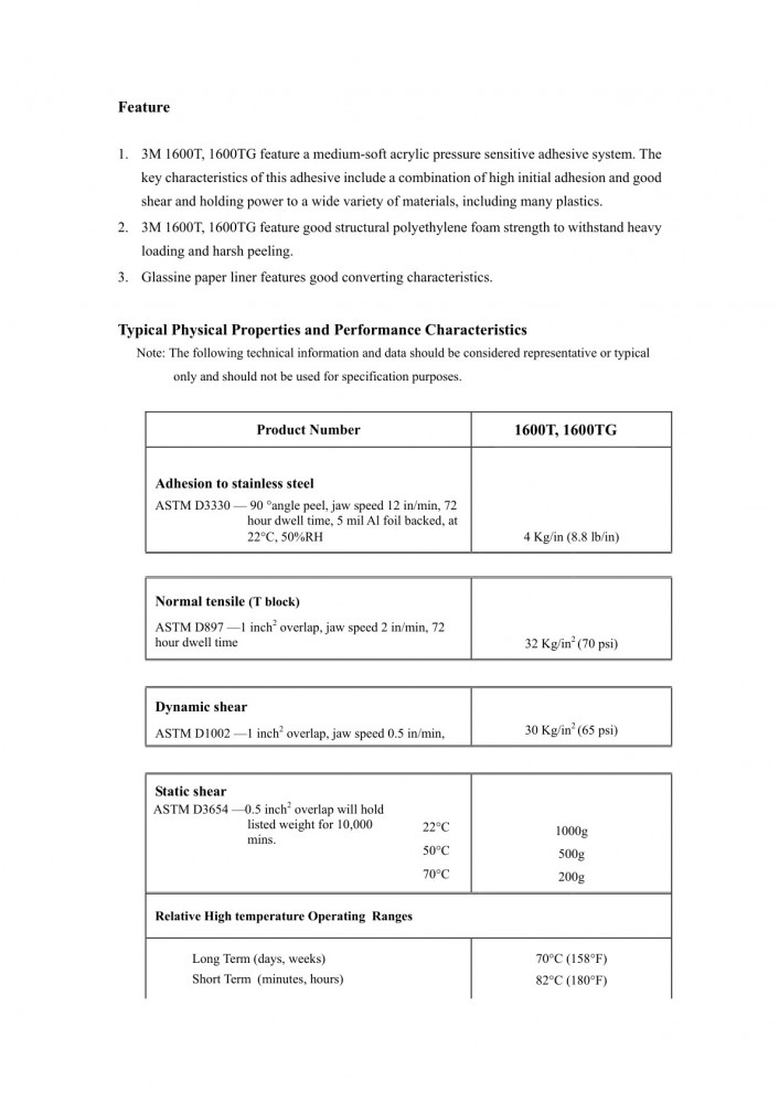 3M 1600T technical document page 2