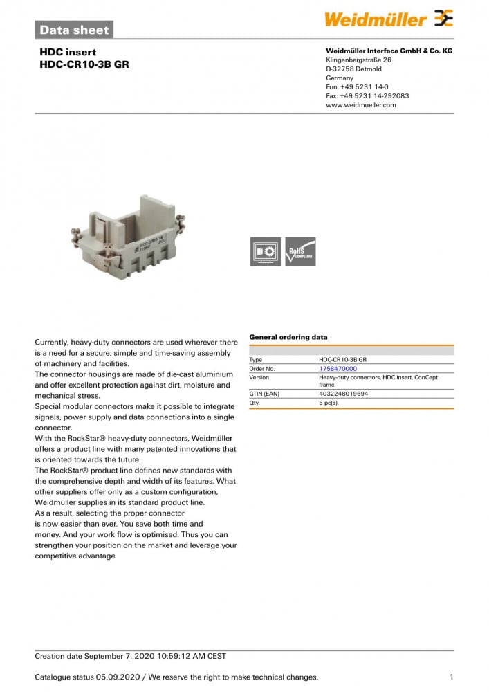 WEIDMULLER 1758470000 documentation page 1