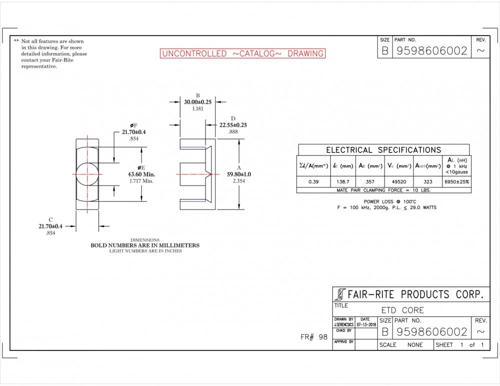 Fair-Rite 9598606002 technical document