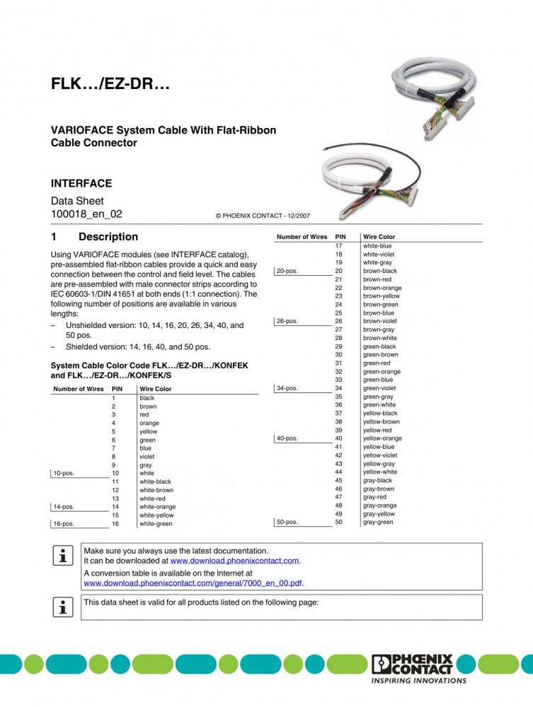 Product datasheet page 1