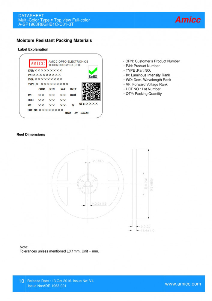 A-SP1963R6GHB1C-C01-3T reel dimensions page 10