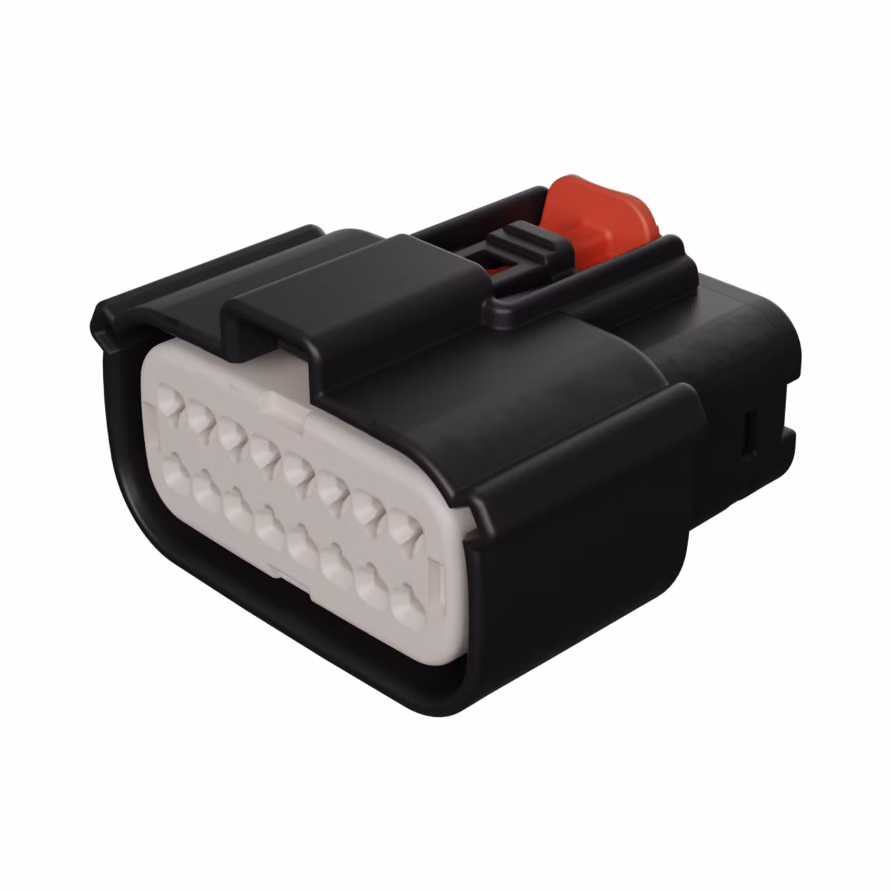 MX150 Mat-Sealed Female Connector Assembly, Dual Row, 16 Circuits, Keying Option A, with Connector Position Assurance, Black, Terminals 7, 8, 11, and 13 Plugged for sale